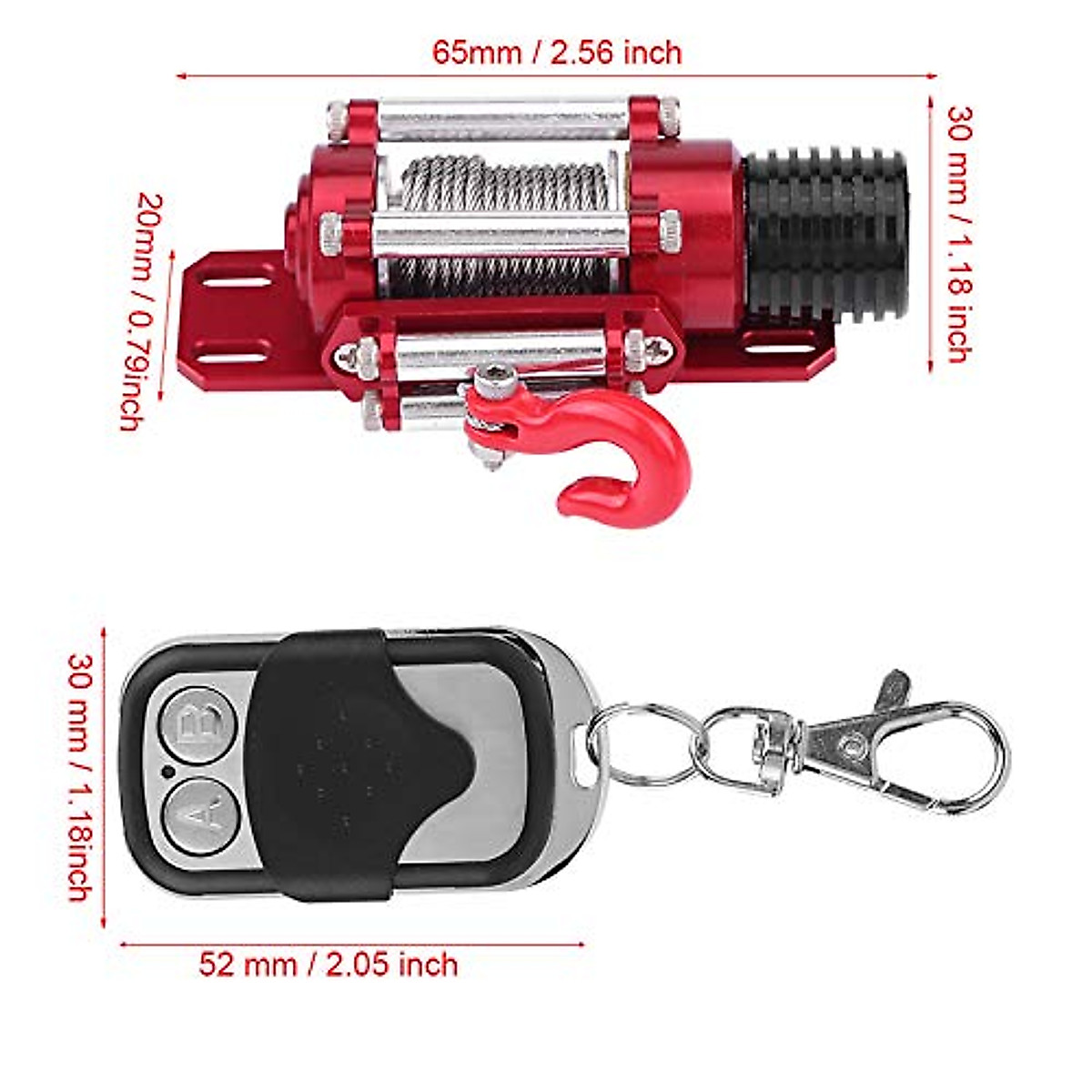 RC Car Winch RC Model Vehicle Crawler Winch RC Accessory with Remote Controller 1/10 Scale