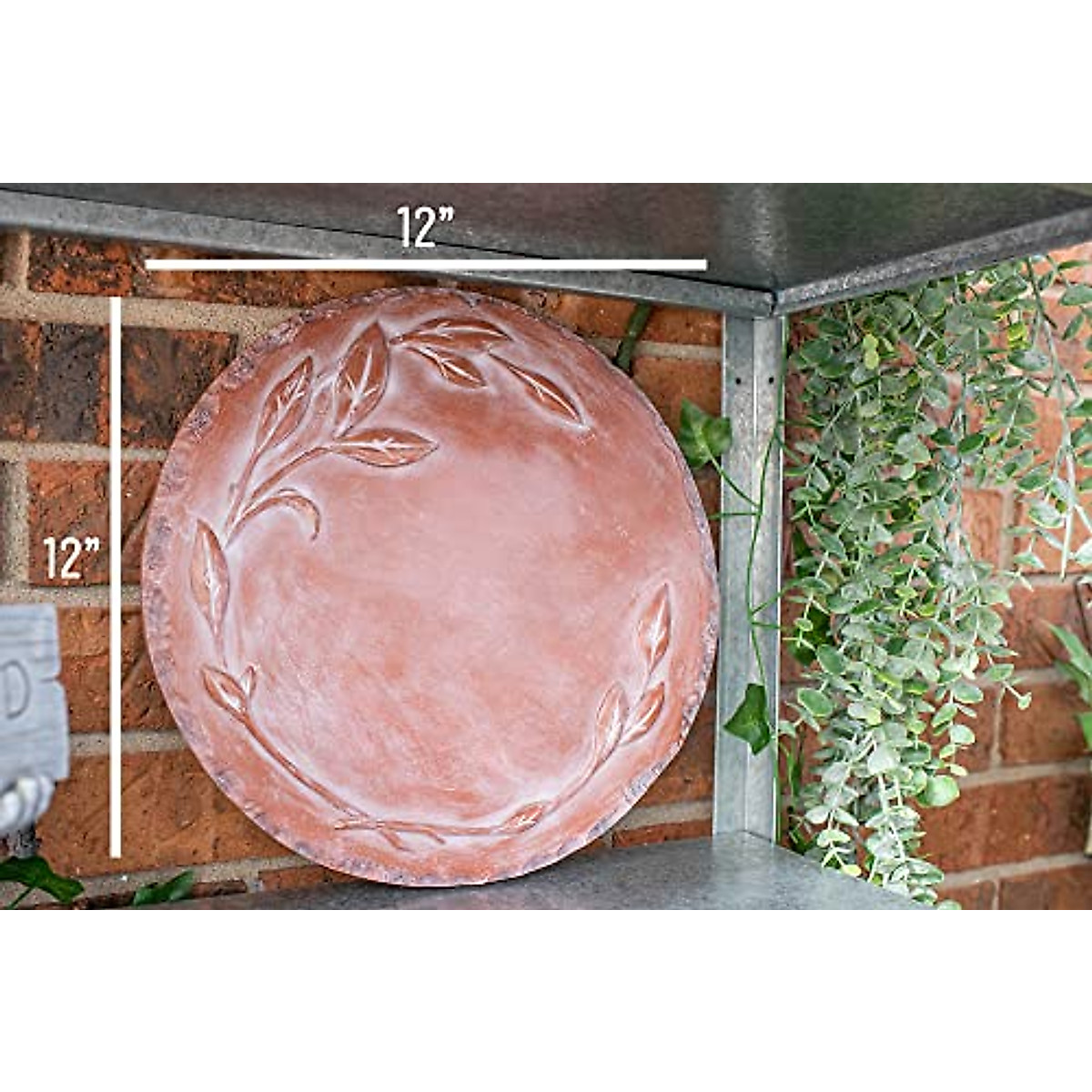 NAT & Jules Leaves Red Terracotta 12 inch Resin Stone Decorative Stepping Stone