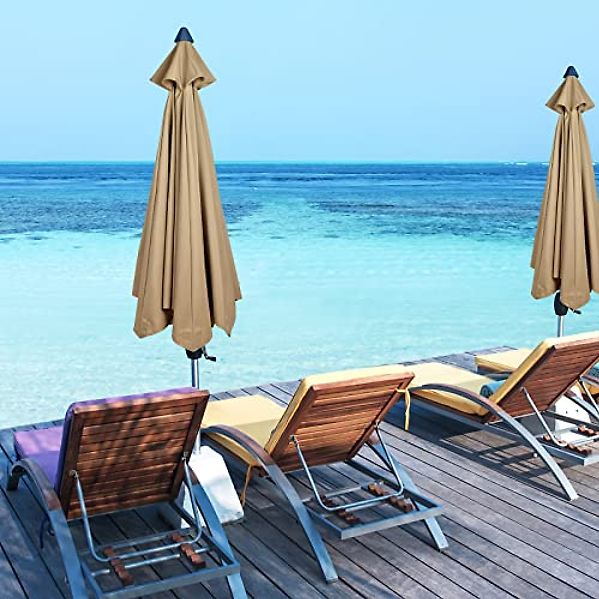 Flueyer PRTECY 10 FT 6 Rib Umbrella Canopy Replacement Outdoor Market Patio Table Umbrella Strong and Thicck Canopy Cover for Backyard Garden Courtyard Swimming Pool Lawn (Canopy ONLY)