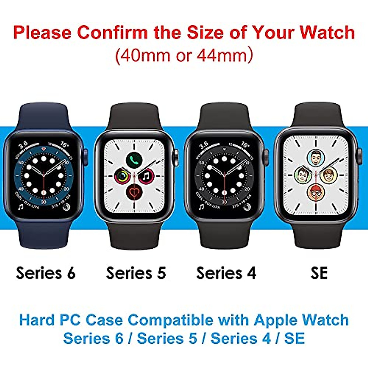 VASG 5-Pack Compatible with Apple Watch Case 44mm, Built-in HD Clear Ultra-Thin Screen Protector Cover Hard PC Case Compatible with Apple Watch Series 4/5/ 6/SE