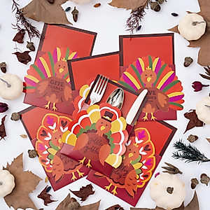 24 Thanksgiving Turkey Cutlery Decorative Utensil Holders for Autumn Fall Party
