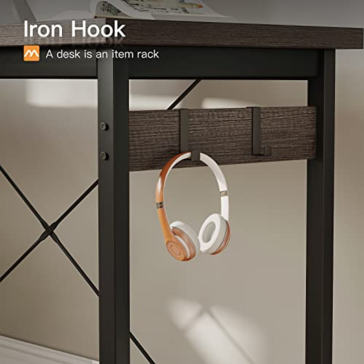 Coleshome L Shaped Computer Desk 66" with Storage Shelves, Corner Gaming Desk, Sturdy Writing Desk Workstation, Modern Wooden Desk Office Desk, Wood & Metal, Grey Oak