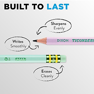 Ticonderoga Pencils, Wood-Cased, Pre-Sharpened, 2 HB Soft, Pastel, 10 Count