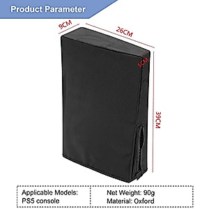 T Tersely Dust Cover for PS5 Console Anti-Scratch Waterproof Dust Sleeve Guard Cover Skin Ultra Soft Protective Case With Cable Port For SONY PlayStation 5 Digital Edition & Regular Edition (Black)