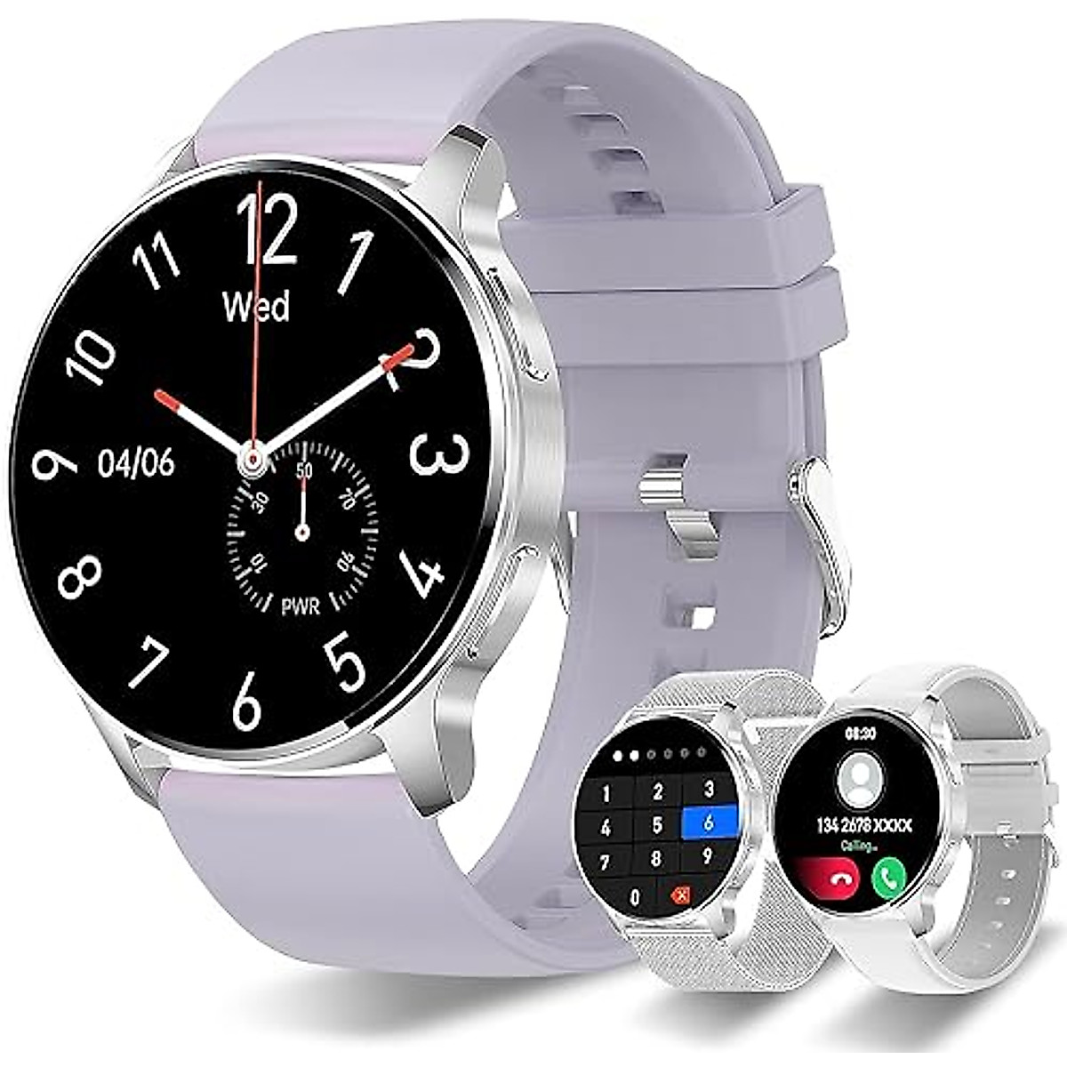 Efolen Smart Watch for Women, Fashion Fitness Watch for iPhone Android Phone Answer/Make Call, 1.32'' HD Full Touch Screen Smartwatch with GPS Tracker Heart Rate Sleep Monitor Pedometer, Silver