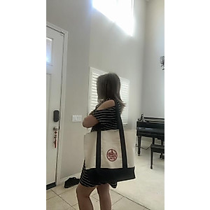 Trader Joe's Large Tote Shopping Bag Cotton Canvas Embroidered Bag (Set of 2)