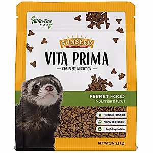 Sunseed Vita Prima Ferret Food - Dry Food for Ferrets - Vitamin-Fortified with Essential Nutrients - Supports Healthy Digestion and Healthy Teeth, 3 lb