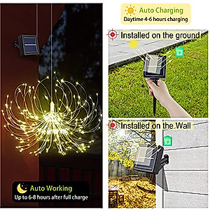HEAGEERO Solar Starburst Light 2 Pack, Outdoot Chandelier Lights 180 LEDs | Solar Umbrella Fairy Light | Solar Firework Light | Hanging Decorative Lights for Party Garden Patio Bedroom,DIY Light