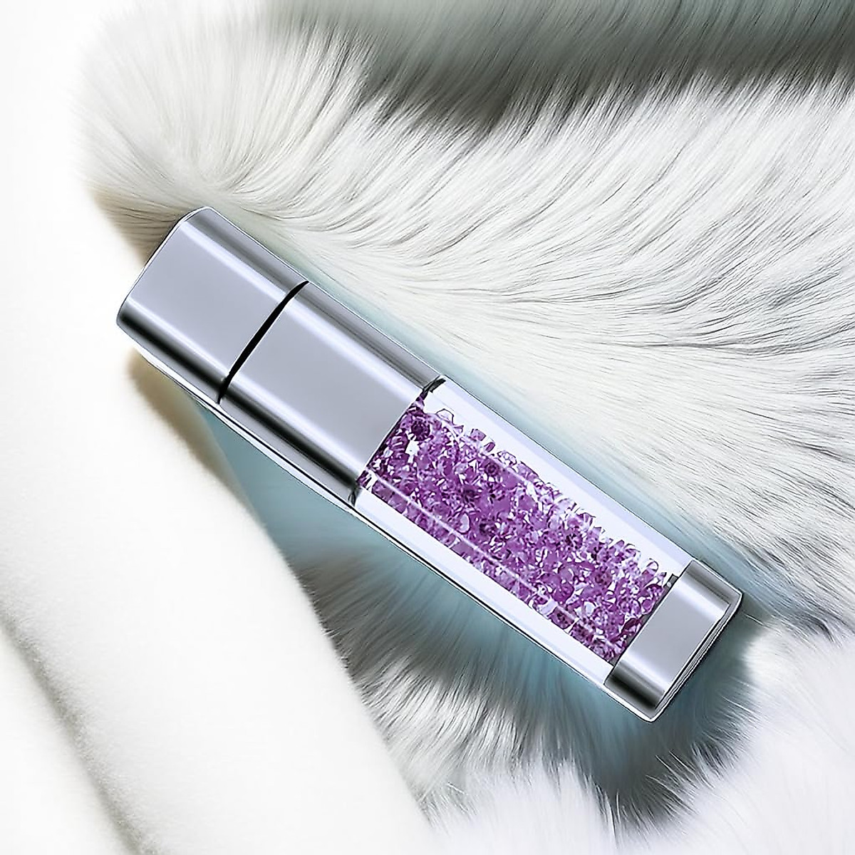 WooTeck 64GB Jewelry Crystal Lipstick USB Flash Drive,High Speed Memory Disk, Purple
