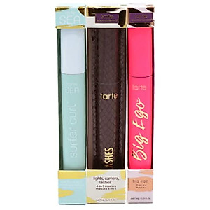 Tarte Cosmetics Merry Mascara Must-Haves Trio Holiday Gift Set:: SEA Surfer Curl Volumizing Mascara, Lights, Camera, Lashes 4-In-1 Vegan Mascara, Big Ego Mascara - Long Lasting, 3 Piece Set