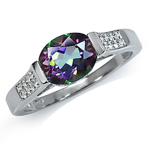 Silvershake 2.12ct. Mystic and White Topaz Gold Plated 925 Sterling Silver Ring Size 9