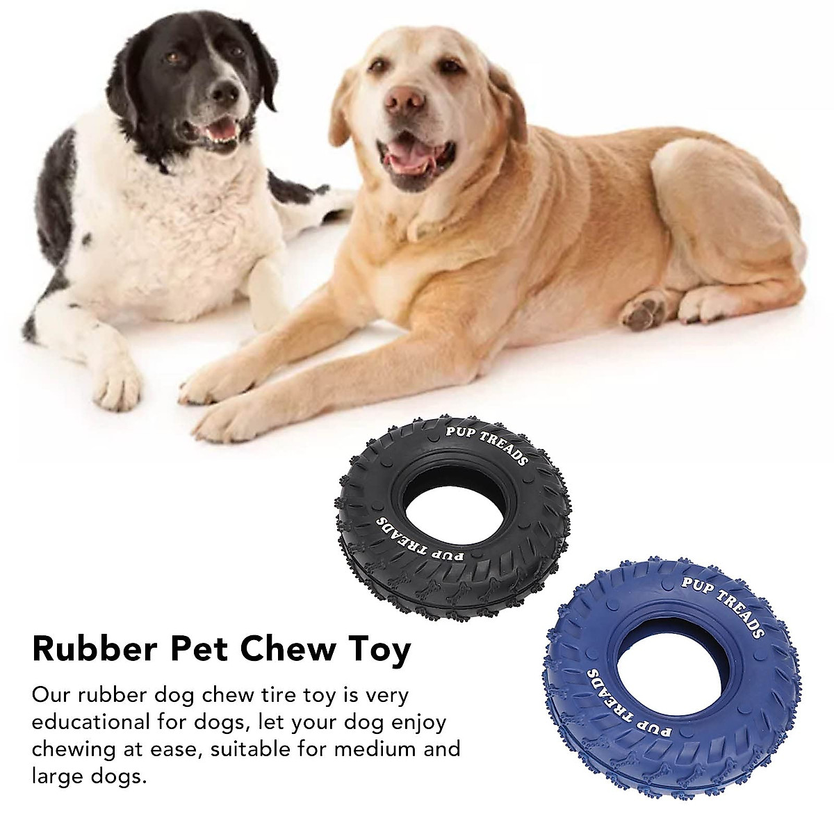 BAAROO 2pcs Dog Chew Toys for Puppies Teething, Unbreakable Rubber Tire Dog Toy Pet Chew Toy for Medium Large Dogs, Indestructible Dog Toys for Fun, Training, Dental Care, Clean Teeth