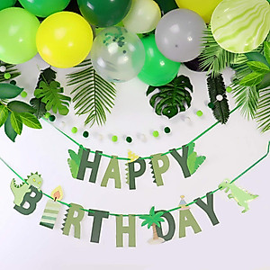 TmppDeco Dinosaur Birthday Banner - Dinosaur Happy Birthday Banner, Dinosaur Theme Birthday Party Decorations for Kids