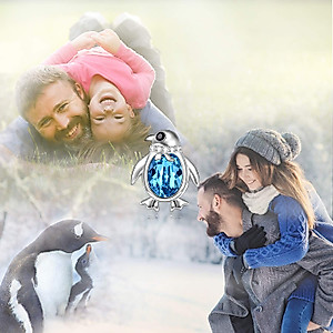 AOBOCO Aquamarine Blue Penguin Necklace for Women Penguin Necklace for Women Sterling Silver Penguin Jewelry Gift for Daughter