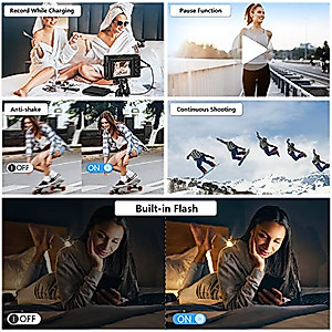 Digital Camera 4K 60FPS Auto Focus 48MP Vlogging Video Camera 16X Digital Zoom Camera with 180°Flip Screen Compact Camera for YouTube 32GB Memory Card