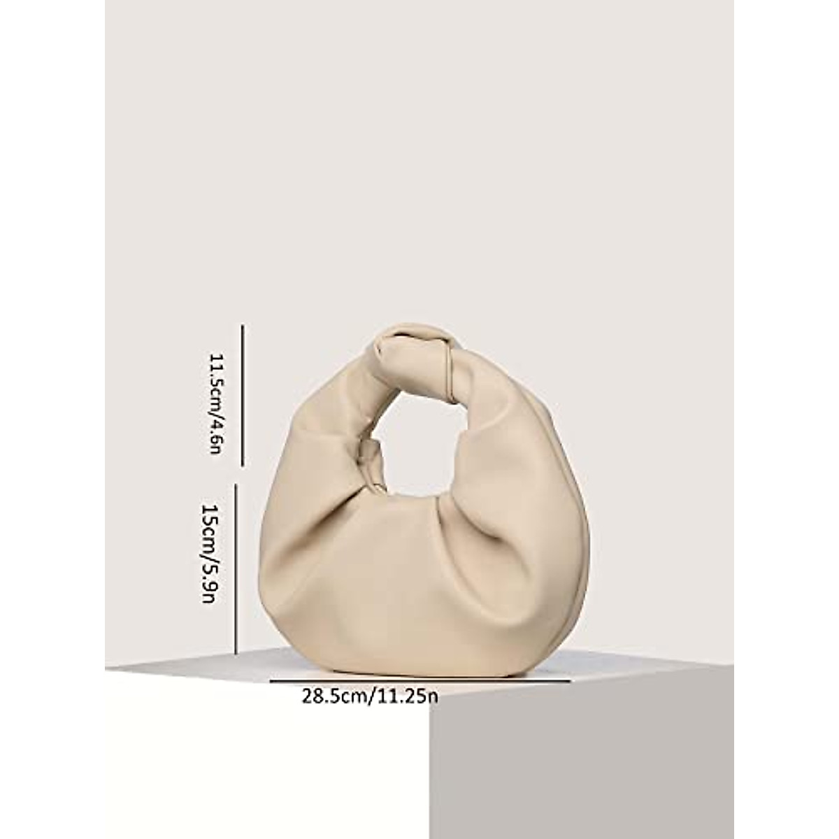 Verdusa Women's Ruched PU Leather Hobo Handbag Clutch Purse Apricot one-size