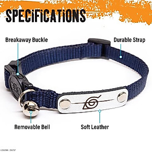 Naruto Cat Collars for Girl Cats, Boy Cats & Small Kitten Collar with Bell | Officially Licensed Naruto Shippuden Hidden Leaf Village Headband Breakaway Cat Collars for Naruto Gifts (Black, Rogue)
