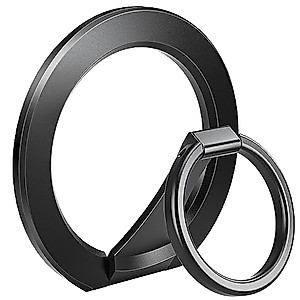 Magnetic Phone Ring Holder with MagSafe, SUPERONE [Aluminum Alloy] 2-in-1 Magnetic Phone Grip with Adjustable Stand, Compatible with iPhone 14/13/12, Pro, Pro Max, Mini, Black