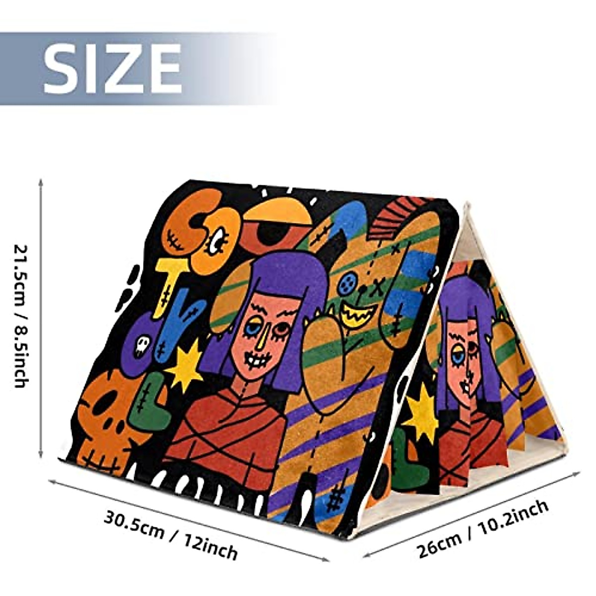 Y-DSIWX Guinea Pig Hideout Cozy Hamster House Cave for Bunny Chinchilla Hedgehog Small Animal Funny Monsters Retro Graffiti