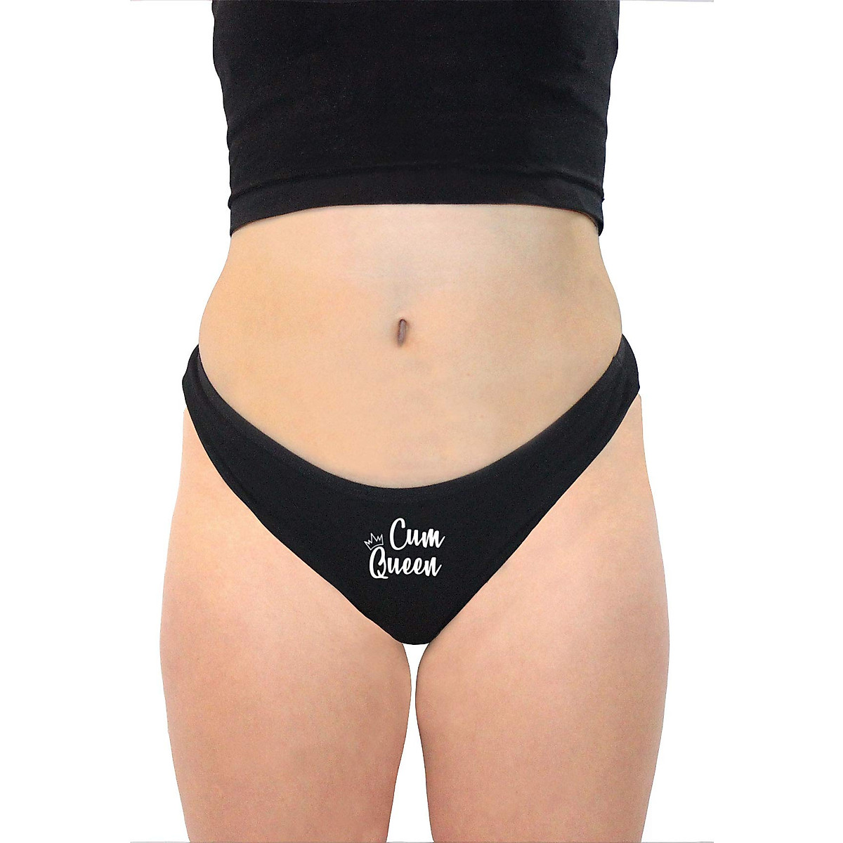 Dirty Girl Undies Cum Queen Women's High Rise Sexy Thong, Dirty Undies! Small Black