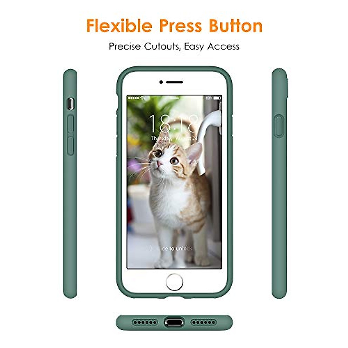 DTTO for iPhone SE Case 2020/2022, iPhone 7 8 Silicone Phone Case, [Romance Series] Shockproof Phone Case with Honeycomb Grid Cushion for Apple iPhone 7/8/SE 2020/2022, 4.7 inch, Midnight Green