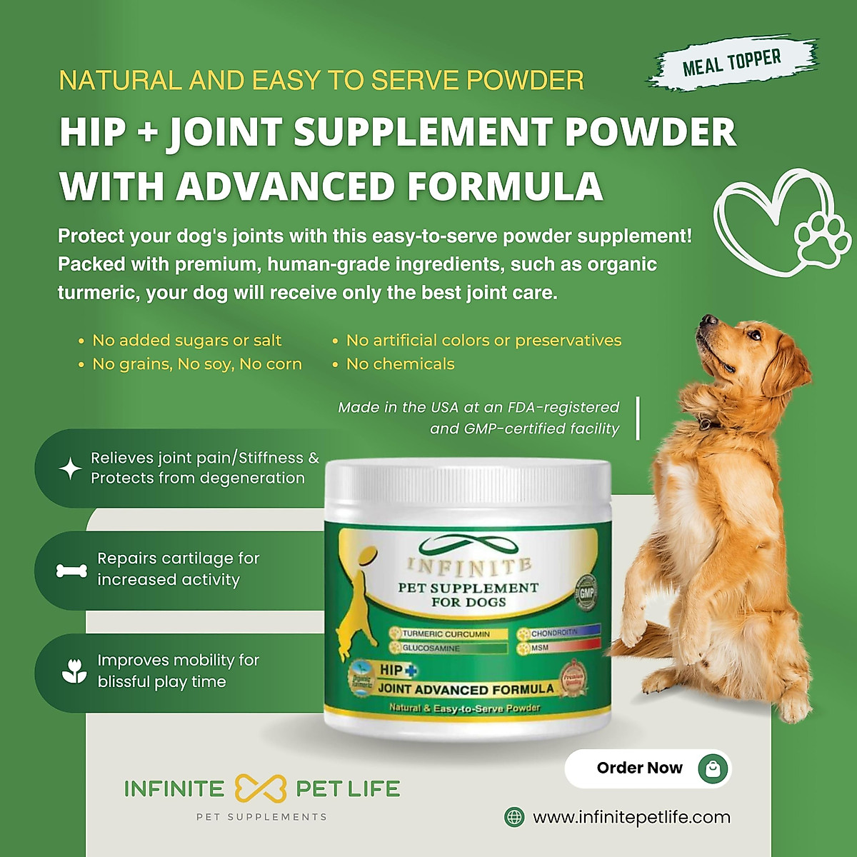 Advanced Hip and Joint Supplement for Dogs Large Breed - Glucosamine for Dogs Mobility & Pain Relief - Chondroitin, MSM & Turmeric | Bundle Pack(Chewable Tablets + Powder)