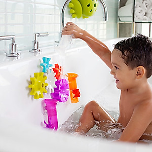 Boon PIPES Interactive Baby and Toddler Bath Tub Toys — Classic Colors — Colorful and Sensory Friendly Learning Baby Bathtub Toys— 12 Months and Up — 5 Count