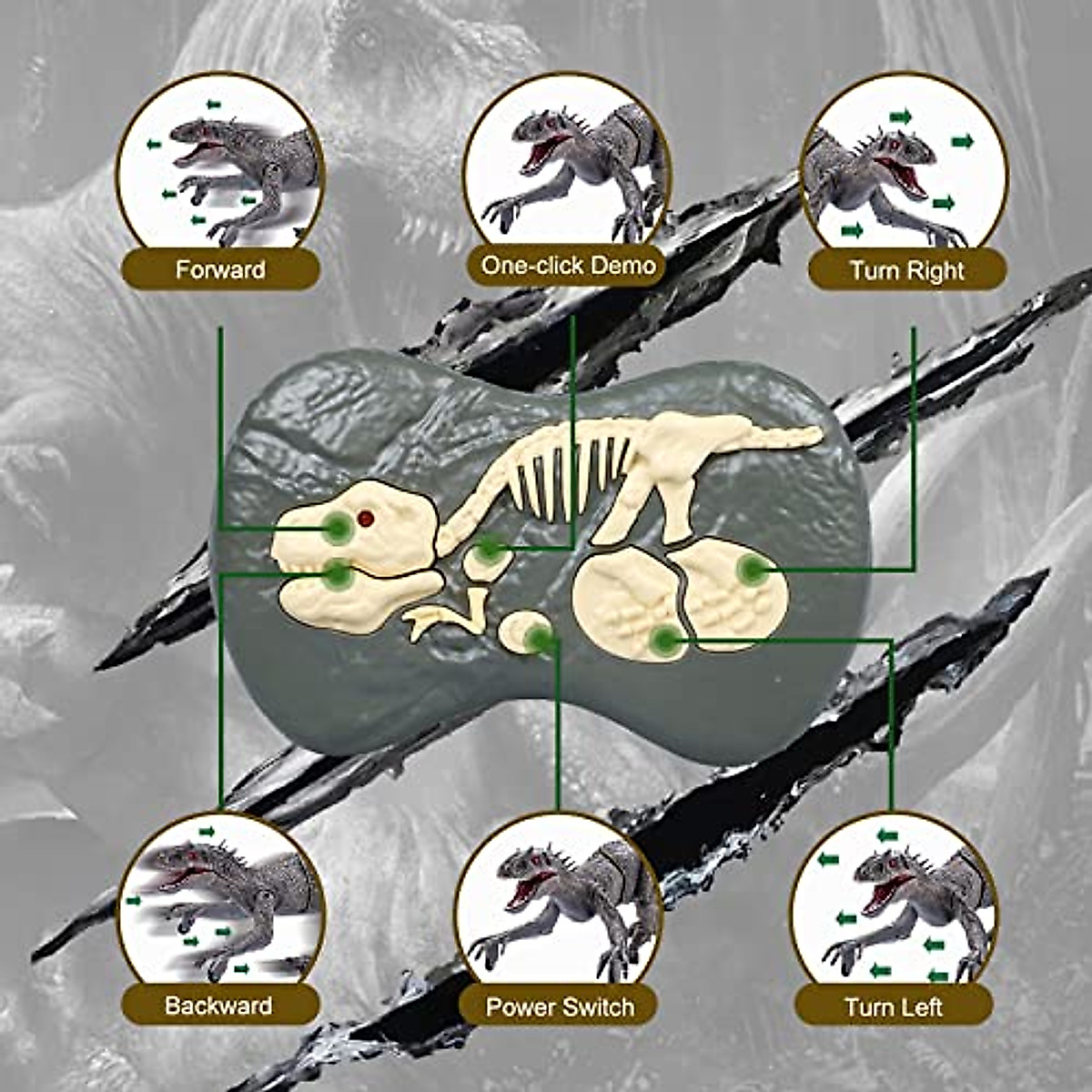 Remote Control Dinosaur Toys for Kids Educational RC Toys,Rechargeable Robot Dinosaur Light & Roaring Simulation Velociraptor,Dinosaur Toys for Boys Girls Age 3 4 5 6 7 8-12 Birthday Gifts Gray