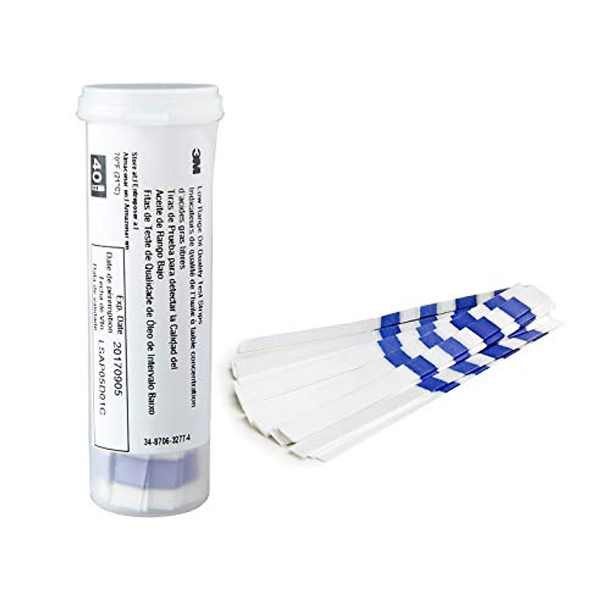 3M Low Range Frying Oil Quality Test Strips Kit, 1005, Monitor Shortening Quality with Oil Test Paper, Accurately Measures FFA Concentration up to 2.5 Percent, 1 Bottle of 40 Oil Test Strips