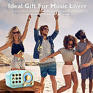 Retro Bluetooth Speaker, Vintage Radio-Greadio FM Radio with Old Fashioned Classic Style, Strong Bass Enhancement, Loud Volume, Bluetooth 5.0 Wireless Connection, TF Card and MP3 Player (Blue)