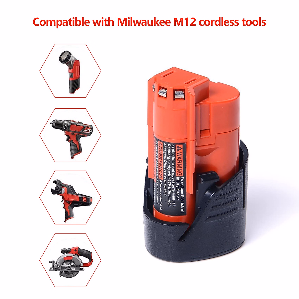 DV8DKV7 2 Pack M12 2.5Ah Replacement Battery Compatible with Milwaukee M12 Battery 48-11-2401 48-11-2402 48-11-2411 48-11-2420 48-11-2440 Milwaukee M12 12V Cordless Tools