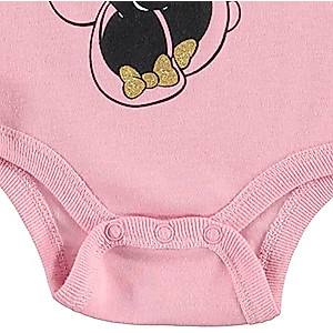 Disney Minnie Mouse Newborn Baby Girls 4 Piece Outfit Set: Bodysuit Pants Bib Hat Pink 3-6 Months
