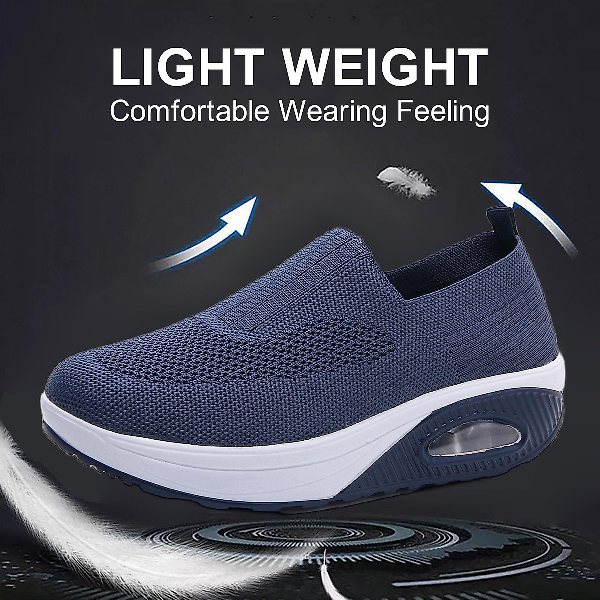 Women's Slip On Walking Shoes,Running Sneakers for Women with Air CushionUnybwonn Blue 6