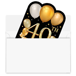 Simimi art 30 Gold Glitter 40th Birthday Party Invitations cards with Envelopes