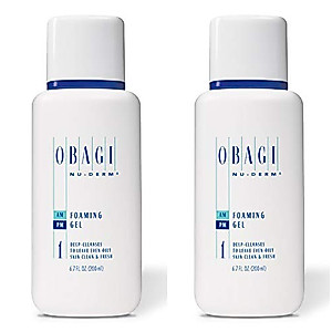 Obagi Nu-Derm Foaming Gel, Soothing Formula Made with Aloe–Foaming Daily Facial Cleanser Deep Cleanses and Removes Makeup and Dirt to Leave Normal to Oily Skin Clean and Fresh, 6.7-FL, Oz. Pack-of-2