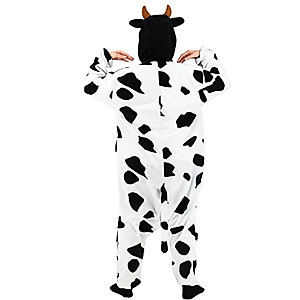 vavalad Cow Onesie Adult Unisex Adult Animal Onesie Animal Cosplay Polar Fleece Halloween Costume For Men Women