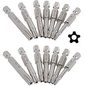 Bestgle 14pcs 1/4 Inch Hex Shank Torx Star 5 Point Screwdriver Bits T10-T40 Magnetic Security Tamper Proof Torx Head Screw Driver Bit Set, 50mm Length(Set of 2)