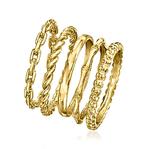 Ross-Simons 18kt Gold Over Sterling Jewelry Set: 5 Stackable Rings. Size 8