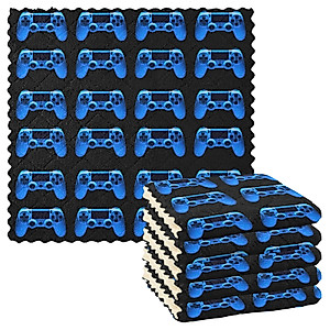 Video Game Joystick Gamepad in Blue Neon Lights Isolated on Black Pack of 6 Pcs Kitchen Dish Towels, Absorbent Soft Dishcloths for Bar cafe Car Table Chair Window Washable Towels 11 x 11 inches