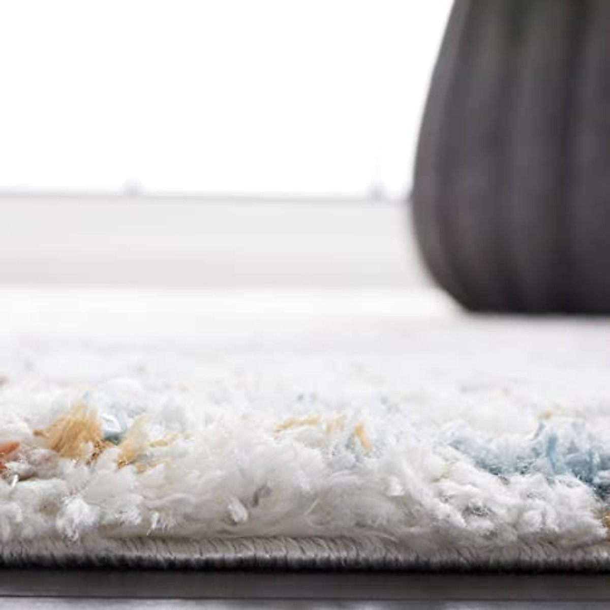 SAFAVIEH Berber Shag Collection Area Rug - 8' x 10', Blue Rust & Ivory, Modern Abstract Design, Non-Shedding & Easy Care, 1.25-inch Thick Ideal for High Traffic Areas in Living Room, Bedroom (BER577A)