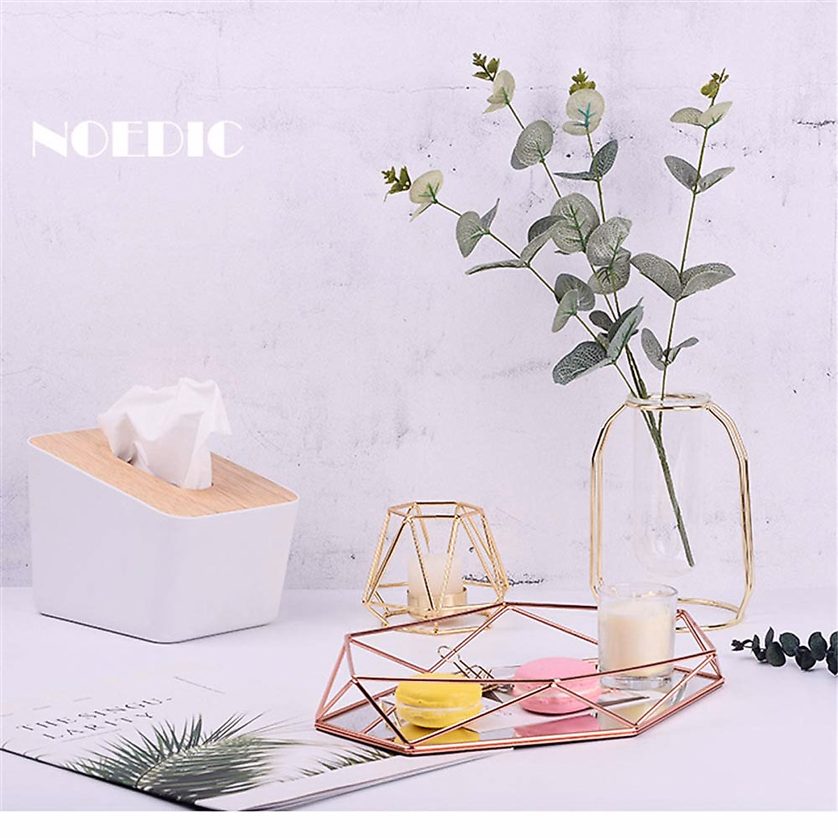 OurHommie Decorative Tray Rose Gold Mirror Jewelry Tray Organizer Rectangle can Hold Cosmetics Makeup Perfume Magazine, Luxury Birthday Day Gift for Girls Women