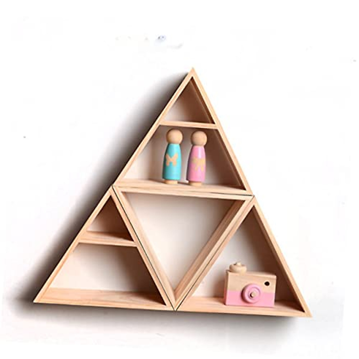 Zerodeko Wall Hanging Organizer for Wall Tool Triangle Home Living Display Pinewood Daily Decoration Hand-Made Rack Hanging Dispaly Storage Room Tier Use Shelf Wooden Bedroom Wall Mounted Shelf