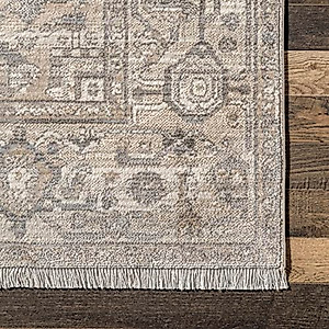 nuLOOM Harriet Vintage Medallion Fringe Accent Rug, 2' x 3', Silver