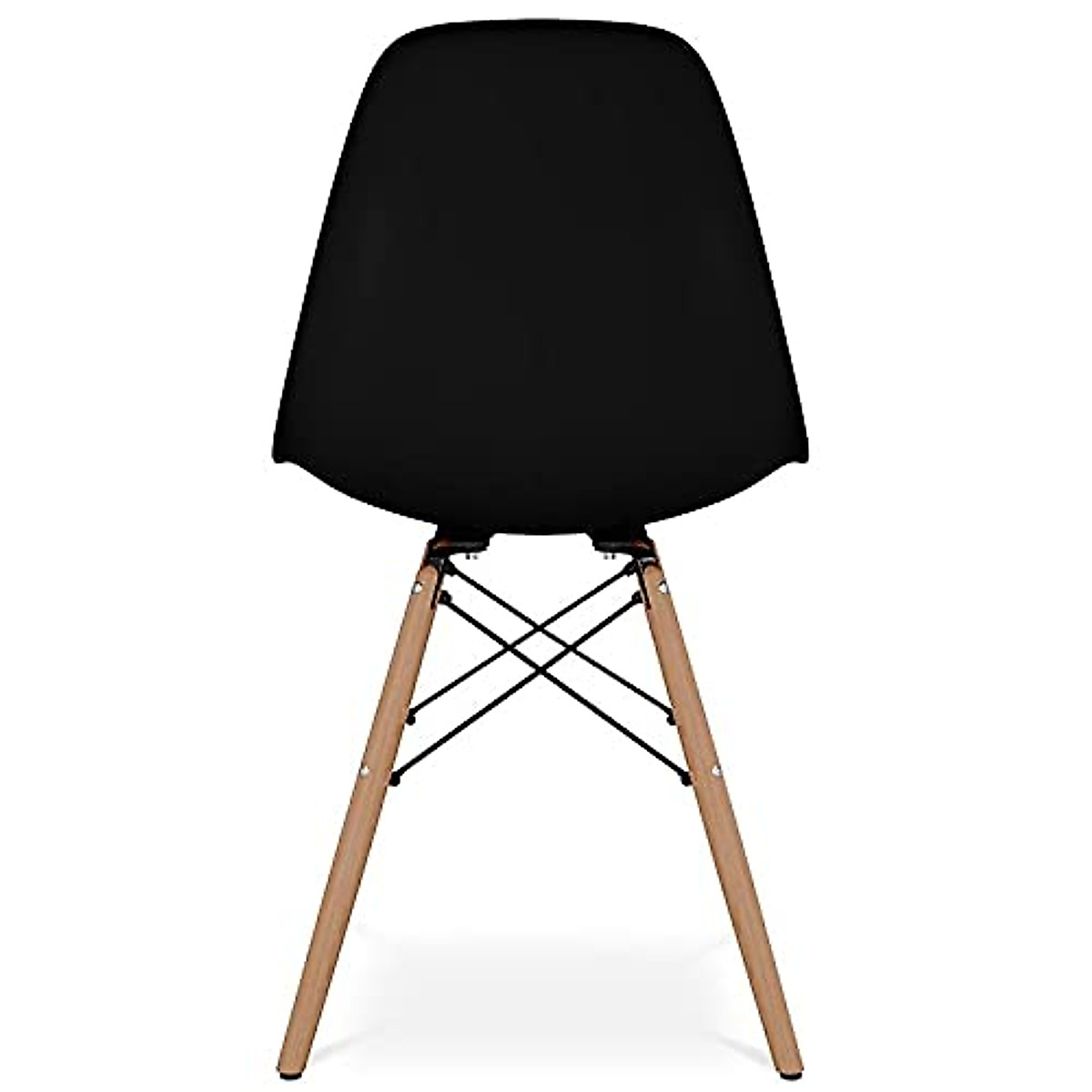 MAKLAINE 17.5 inches Plastic and Beech Wood Dining Chair in Black