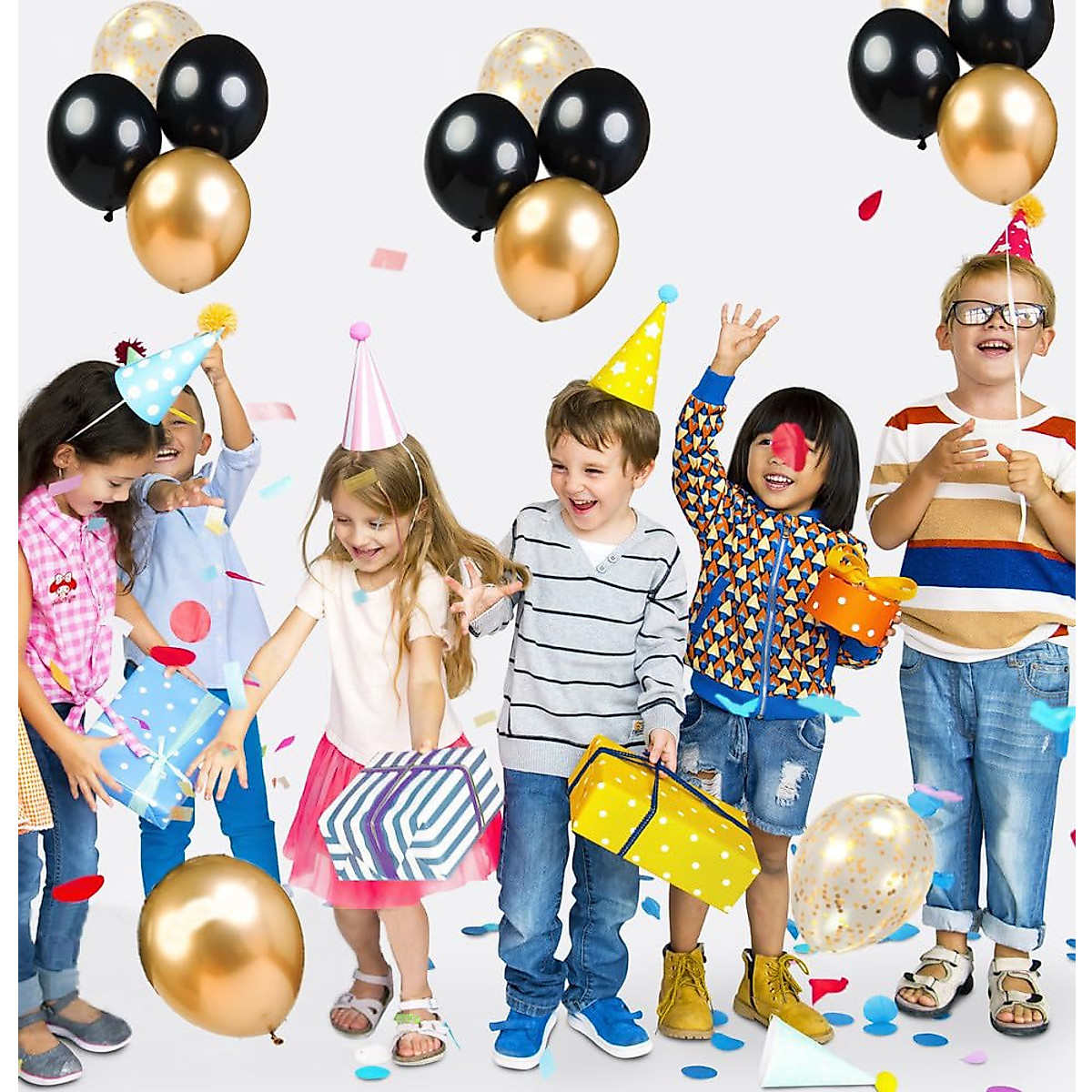 50pcs Gold Black Balloons，12 Inches Latex Gold Silver Black for Birthday Party Baby Shower Graduation Decorations.