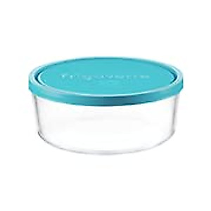 BORMIOLI ROCCO Round Storage Bowls With Blue Lids, 4 CT