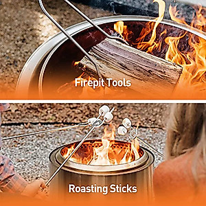 Solo Stove Bonfire Ultimate Bundle 2.0 | Smokeless Fire Pit, Stand, Shelter, Shield, Lid, Handle, Sticks&Tools, Portable Camping Accessories, Wood Burning, Stainless Steel, H: 16.75in x Dia: 19.5in