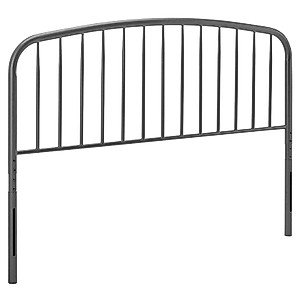 Modway Nova Modern Farmhouse Metal Full Headboard in Gray