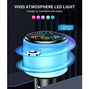 Otemly Bluetooth 5.3 FM Transmitter for Car [PD 30W & QC3.0 18W] Fast Charge, [All-Over Glow] Bluetooth Car Adapter Wireless FM Radio Transmitter Car Kit, Hands-Free Calls, Hi-Fi Music