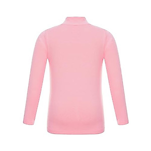 YiZYiF Kids Boys Girls Turtleneck Long Sleeves T-Shirts Thermal Tops Athletic Tee Baselayer Shirts Pink 9-10 Years